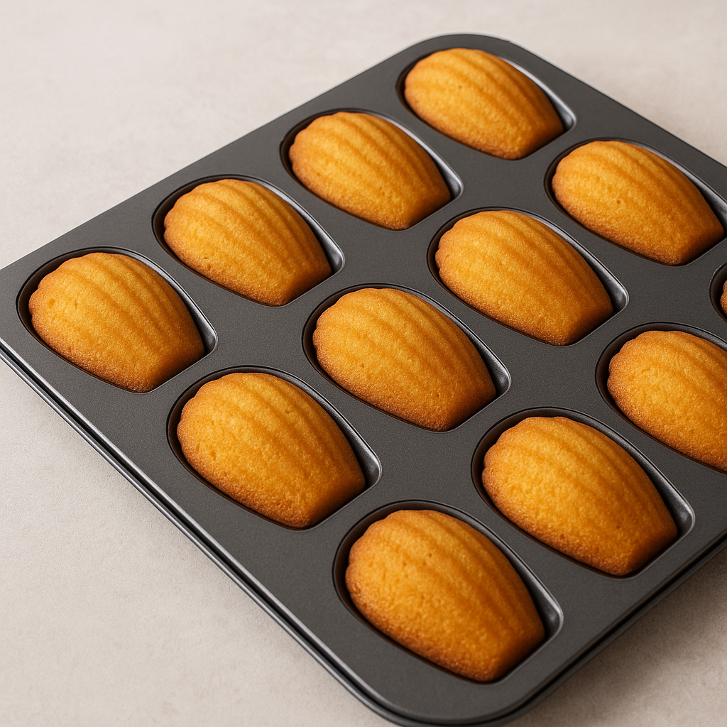 Esslly 12-Cavity Non-Stick Madeleine Tray | Heavy-Duty Carbon Steel
